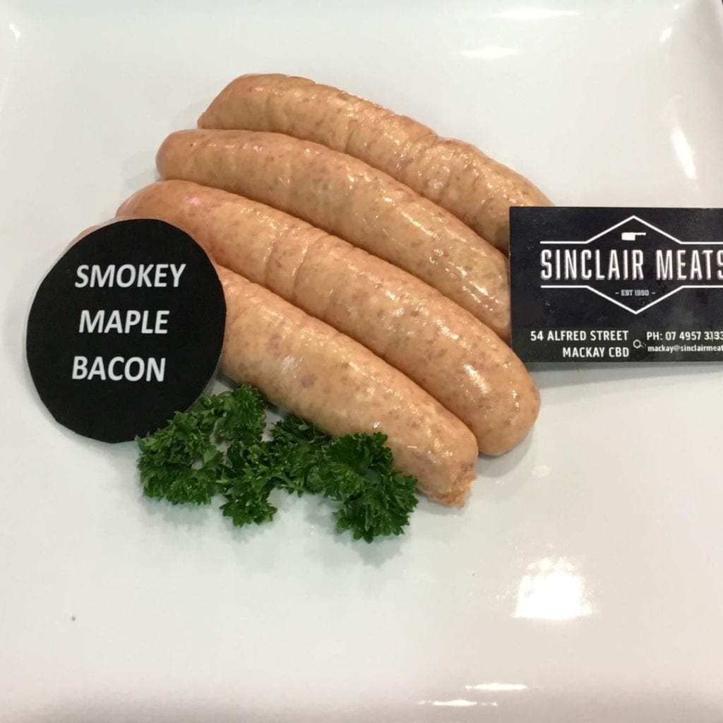 Gourmet Sausages - Smokey Maple Bacon (Pork) | Sinclair Meats Mackay